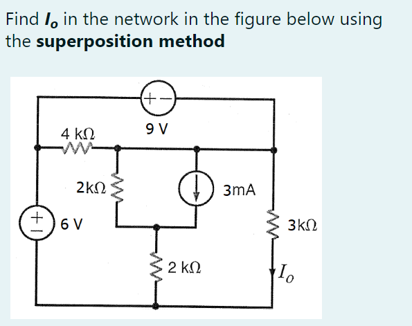 Solved Find Io ﻿in the network in the figure below usingthe | Chegg.com