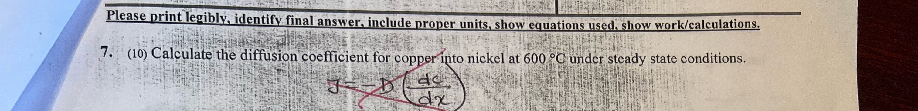 Solved 7. (10) ﻿Calculate the diffusion coefficient for | Chegg.com