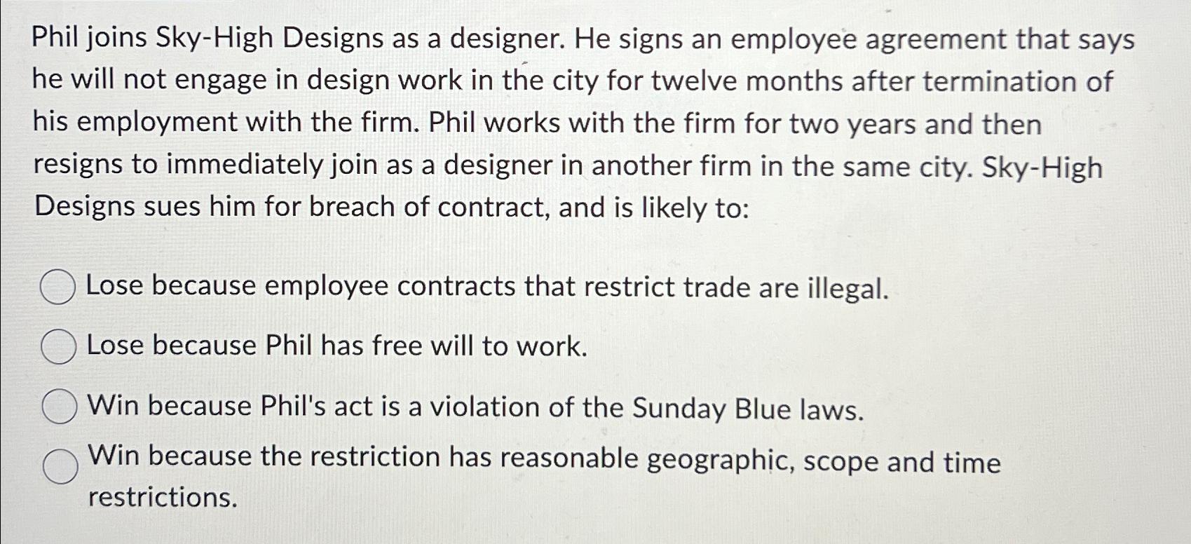 Solved Phil joins Sky-High Designs as a designer. He signs | Chegg.com