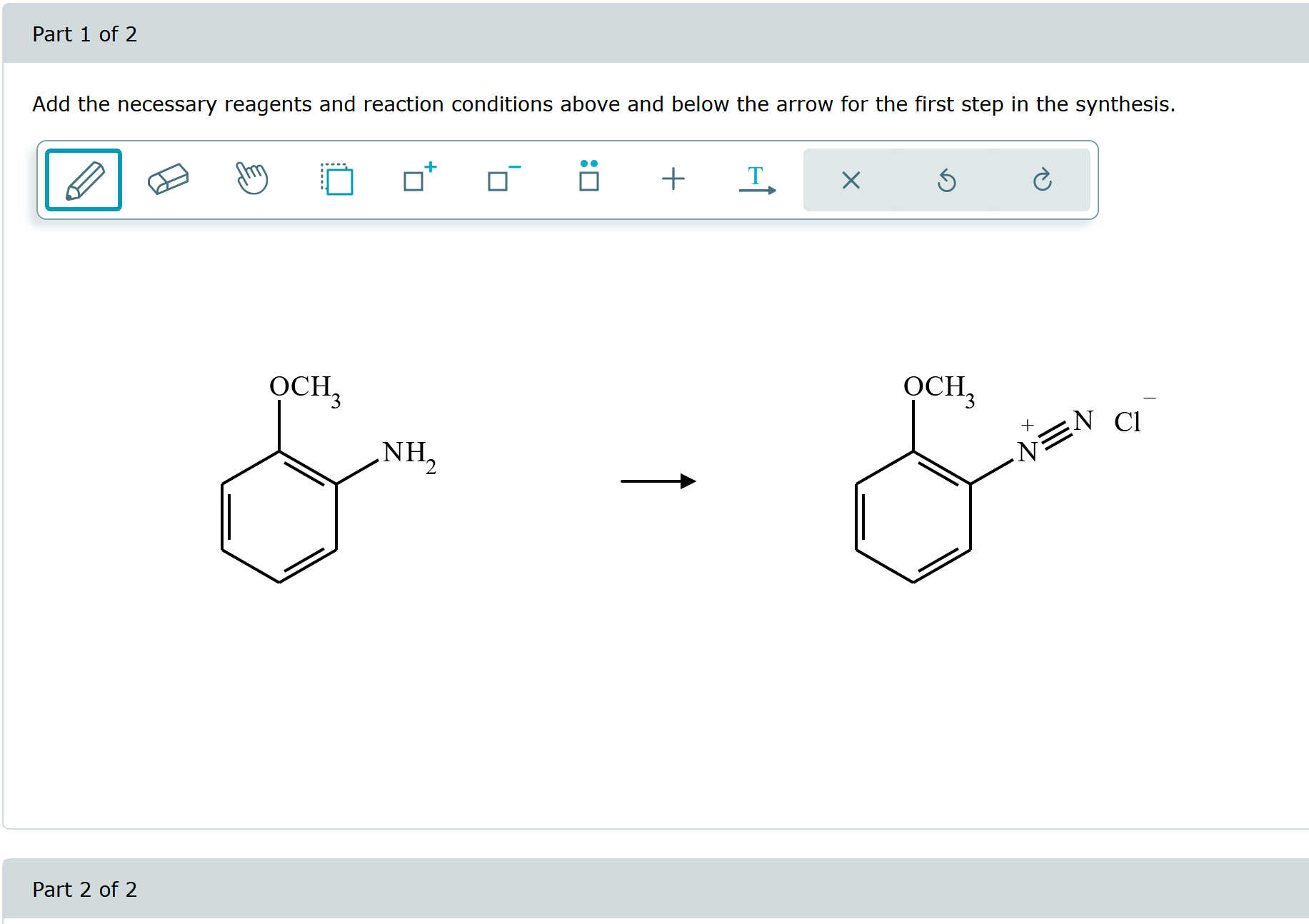 Solved Part 1 ﻿of 2 ﻿Part 1 ﻿of 2Add the necessary reagents | Chegg.com