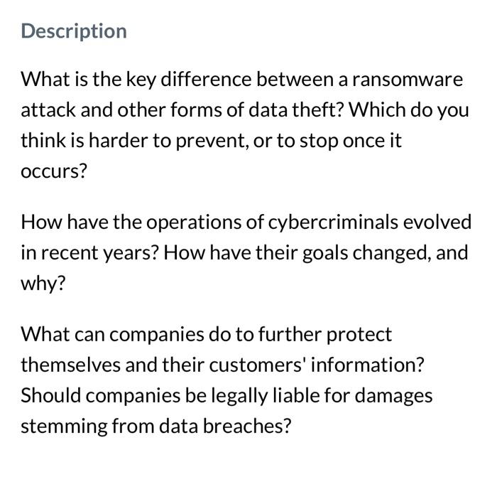 Solved What is the key difference between a ransomware | Chegg.com