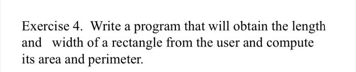 Solved Exercise 4. Write a program that will obtain the | Chegg.com
