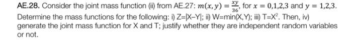 Solved AE.28. Consider the joint mass function (ii) from | Chegg.com