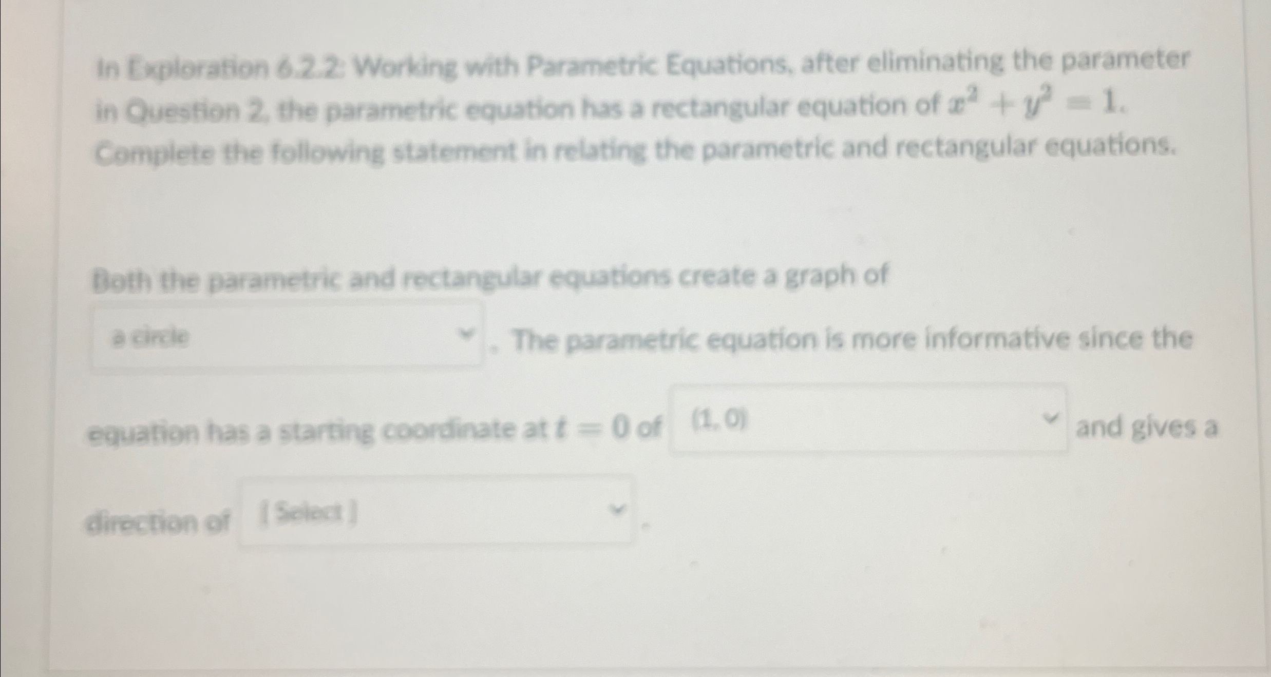 Solved In Exploration 6.2.2. ﻿Working with Parametric | Chegg.com