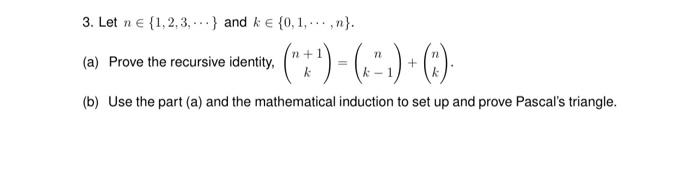 Solved 3. Let \\( n \\in\\{1,2,3, \\cdots\\} \\) and \\( k | Chegg.com