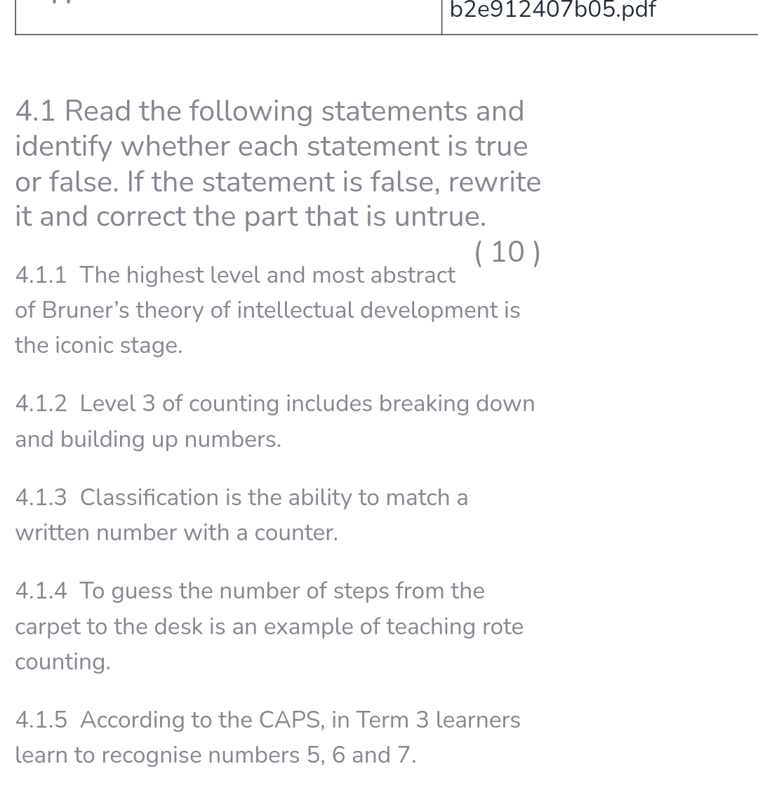Solved b2e912407b05.pdf4.1 ﻿Read the following statements | Chegg.com