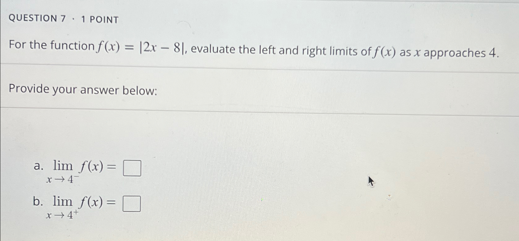 Solved QUESTION 7*1 ﻿POINTFor the function f(x)=|2x-8|, | Chegg.com