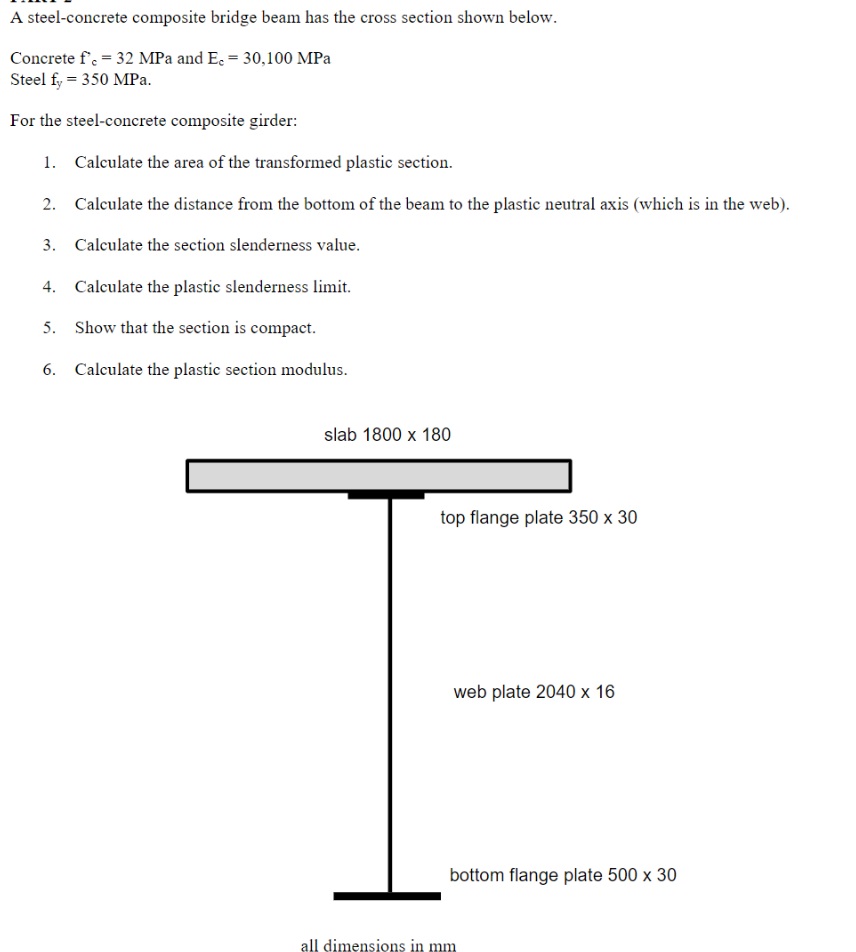 Solved A steel-concrete composite bridge beam has the cross | Chegg.com