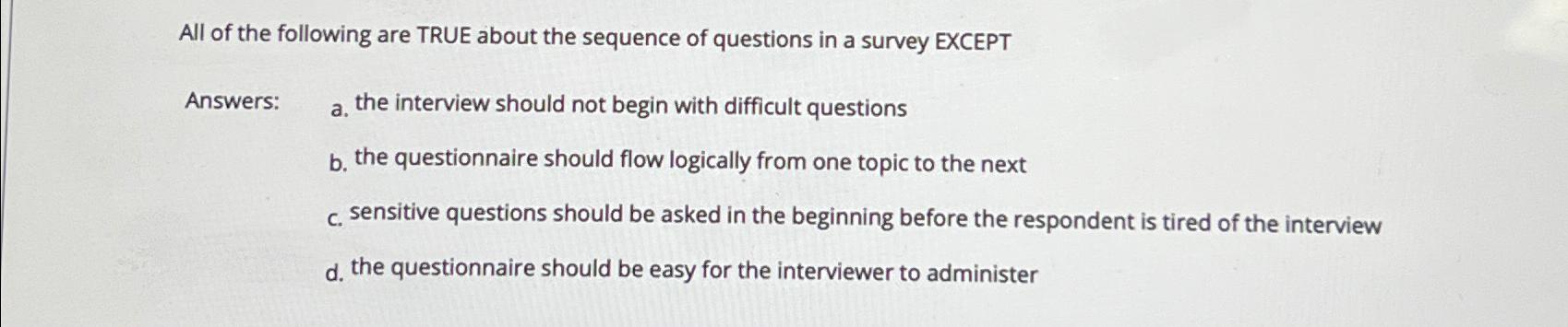 Solved All of the following are TRUE about the sequence of | Chegg.com