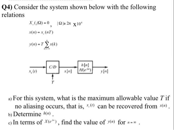 Solved Q4) Consider the system shown below with the | Chegg.com