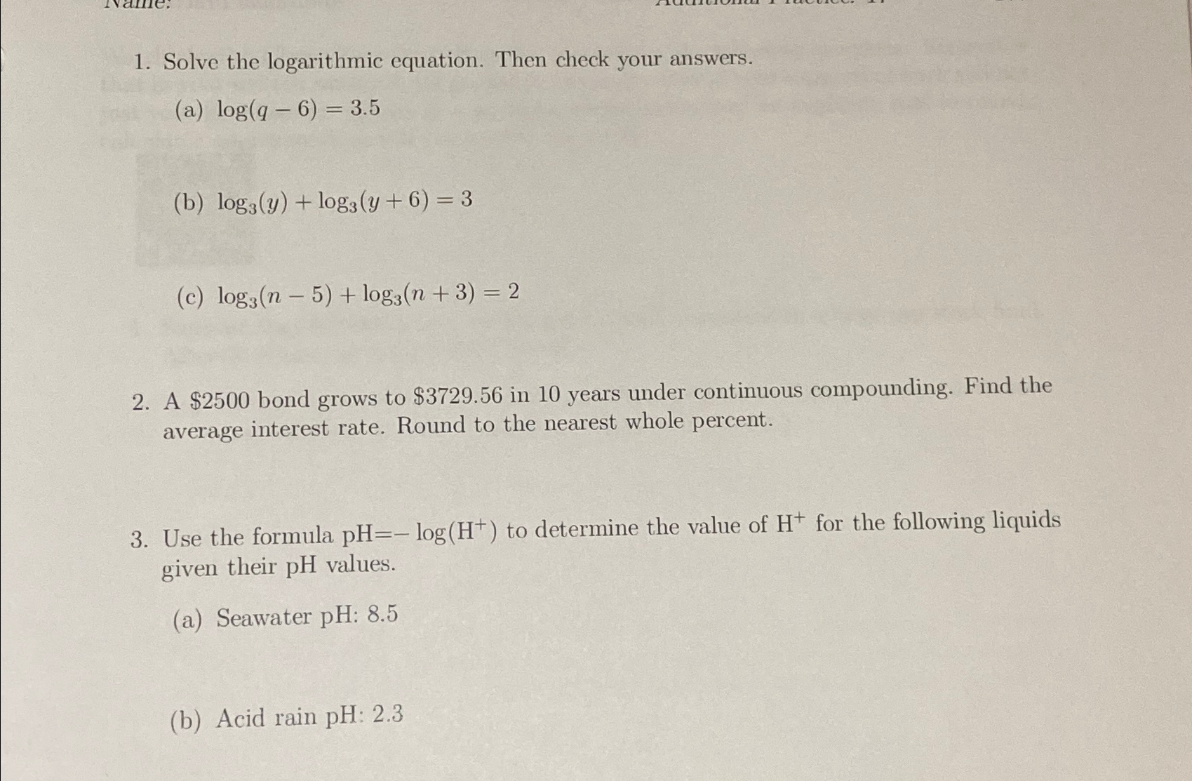 Solved Solve the logarithmic equation. Then check your | Chegg.com
