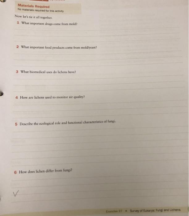 Solved Activity 2 Exploring Fungal and Lichen Biodiversity | Chegg.com