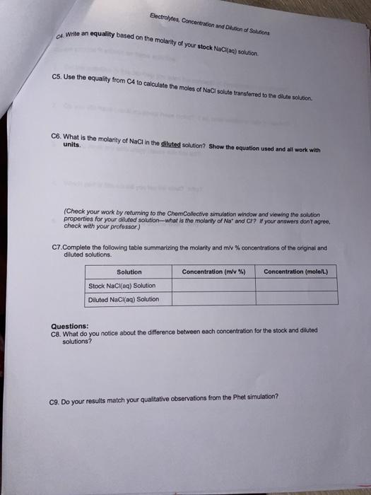 ChemCollective Simulation Procedure: Procedure: | Chegg.com