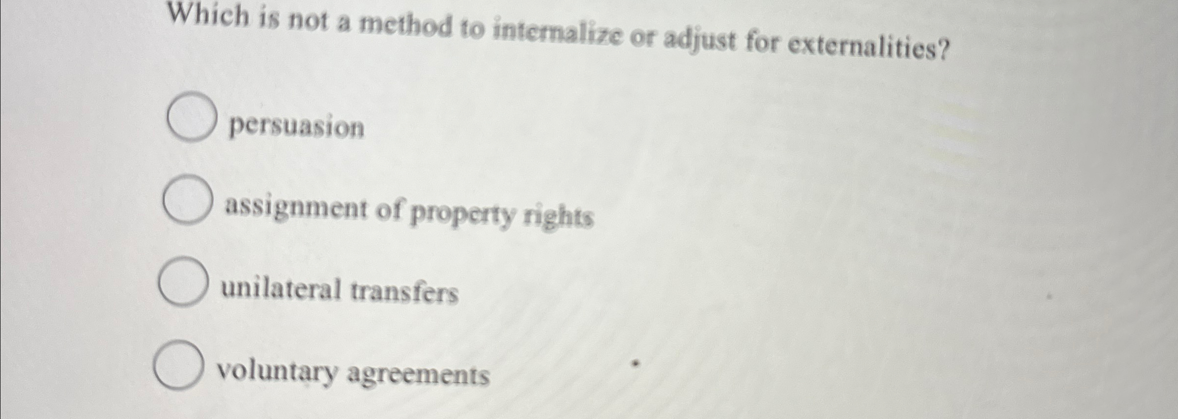 Solved Which is not a method to internalize or adjust for | Chegg.com