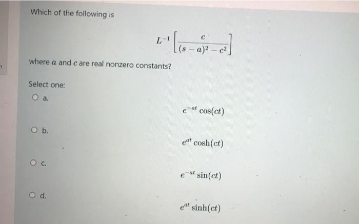 Solved Which of the following is L"[co- с (8 -- a)2 - 2 cit | Chegg.com