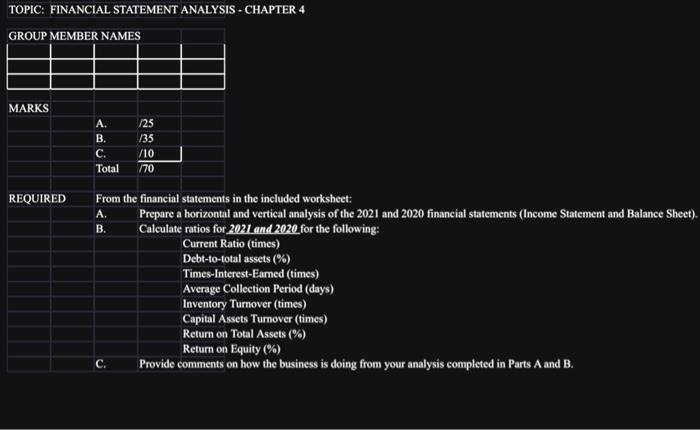 Solved TOPIC: FINANCIAL STATEMENT ANALYSIS - CHAPTER 4 GROUP | Chegg.com
