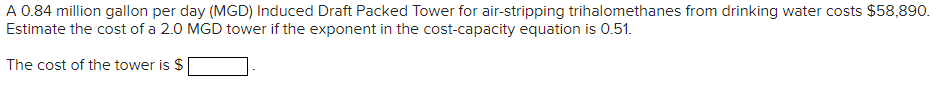 Solved A 0.84 ﻿million gallon per day (MGD) ﻿Induced Draft | Chegg.com