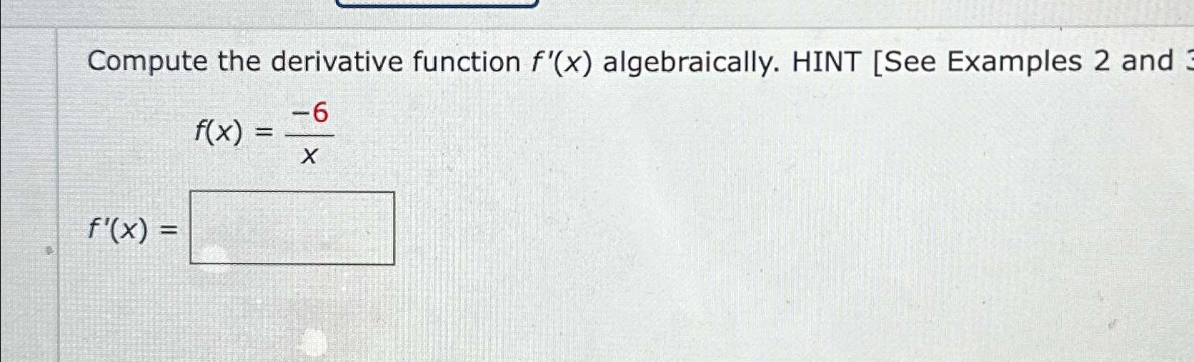 Solved Compute the derivative function f'(x) ﻿algebraically. | Chegg.com