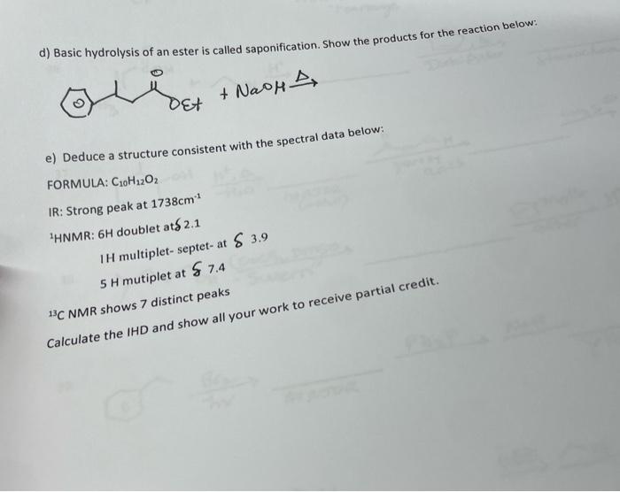 Solved d) Basic hydrolysis of an ester is called | Chegg.com