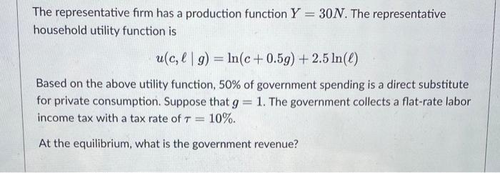 Solved The representative firm has a production function | Chegg.com