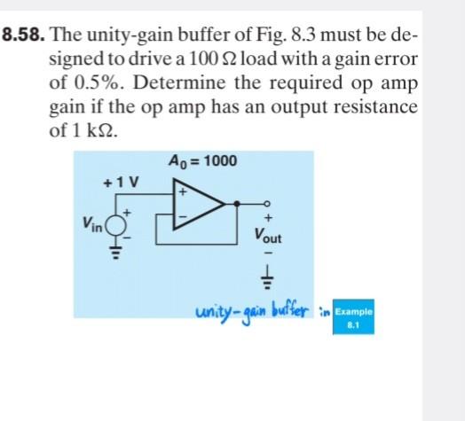58. The unity-gain buffer of Fig. 8.3 must be | Chegg.com