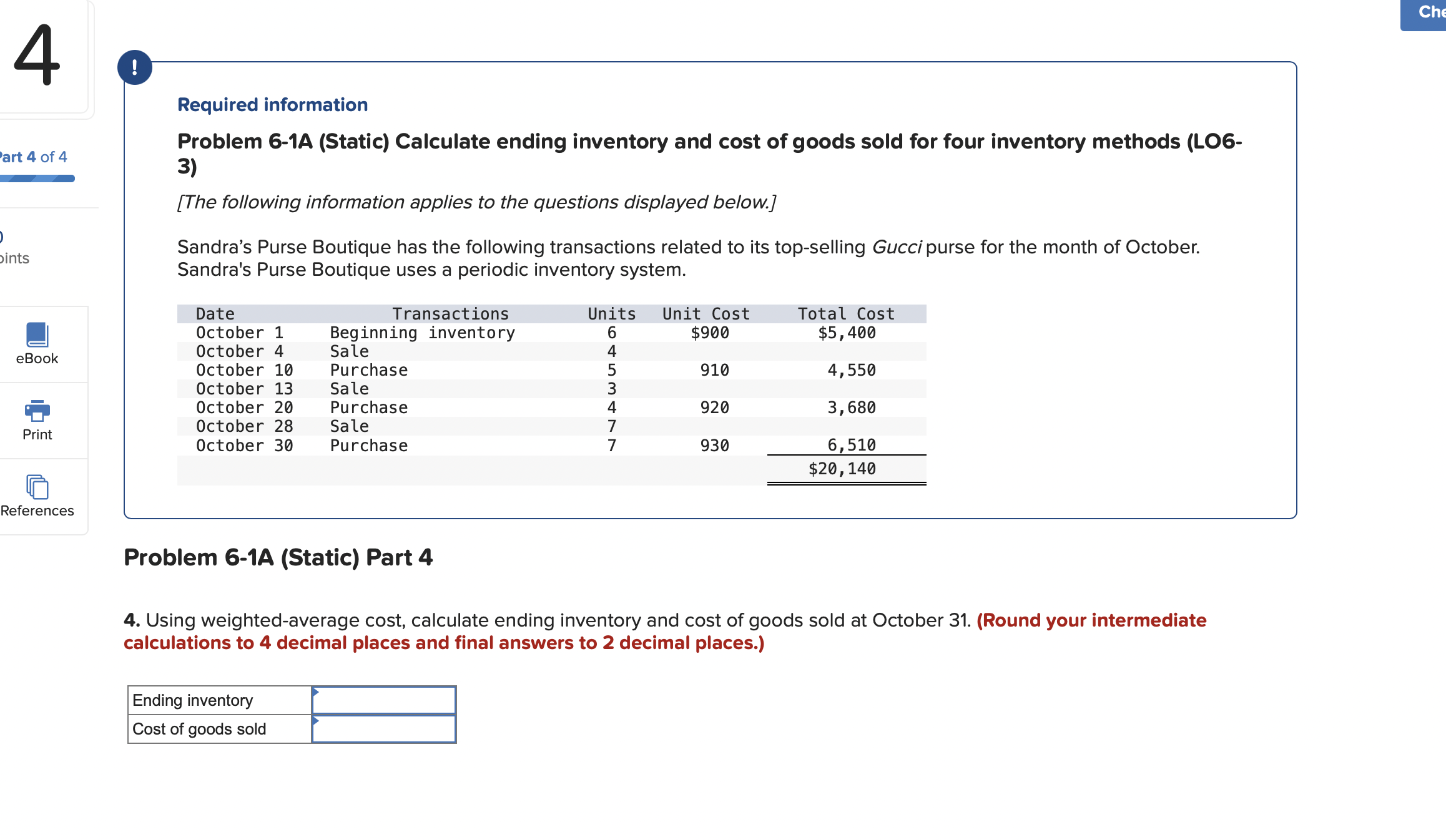 Solved Required informationProblem 6-1A (Static) ﻿Calculate | Chegg.com