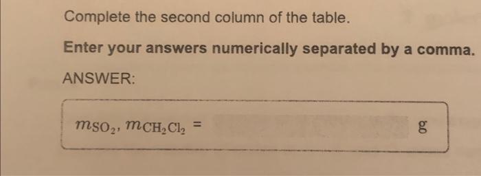 Solved Complete the second column of the table. Enter your | Chegg.com