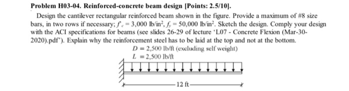 Solved Problem H03-04. Reinforced-concrete beam design | Chegg.com