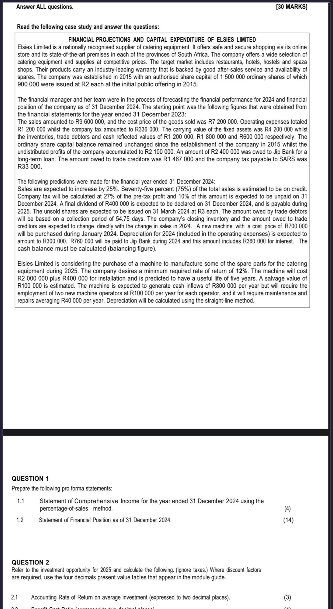 Solved Answer ALL questions.[30 ﻿MARKS]Read the following | Chegg.com