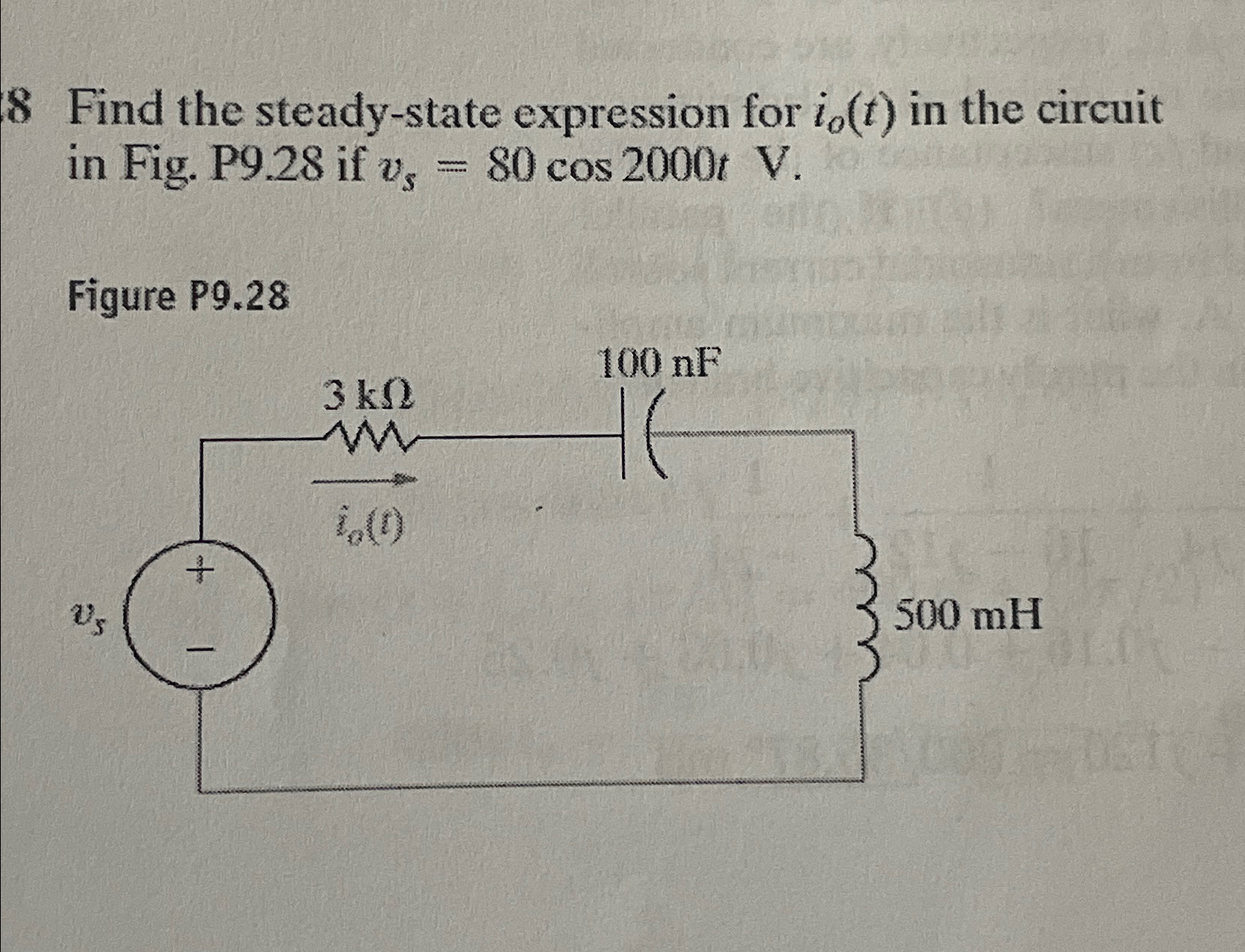 Solved 8 ﻿Find the steady-state expression for io(t) ﻿in the | Chegg.com