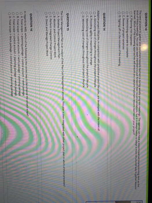 Solved QUESTION 13 The best practice to gather and document | Chegg.com