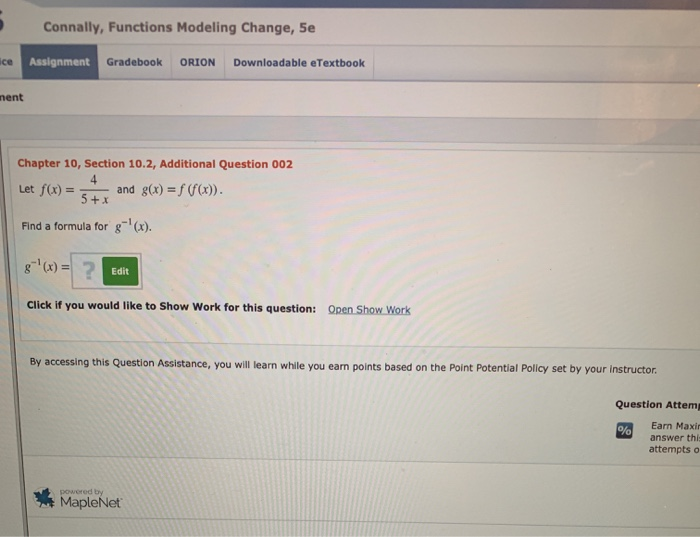 Solved Connally, Functions Modeling Change, 5e Practice | Chegg.com