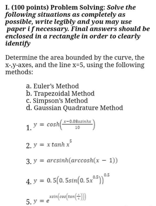 Solved (100 points) Problem Solving: Solve the llowing | Chegg.com