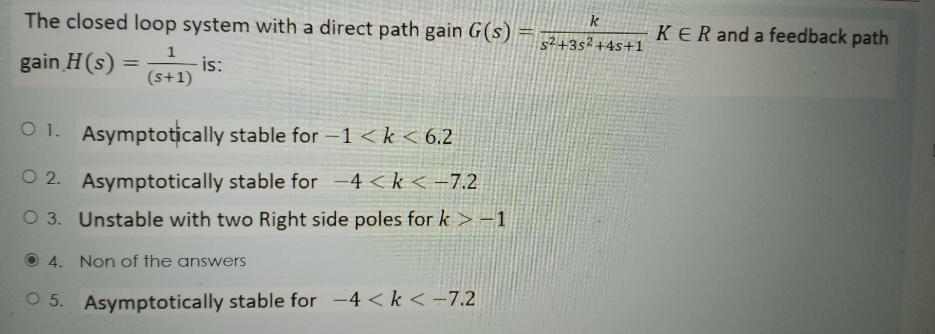 Solved The closed loop system with a direct path gain | Chegg.com