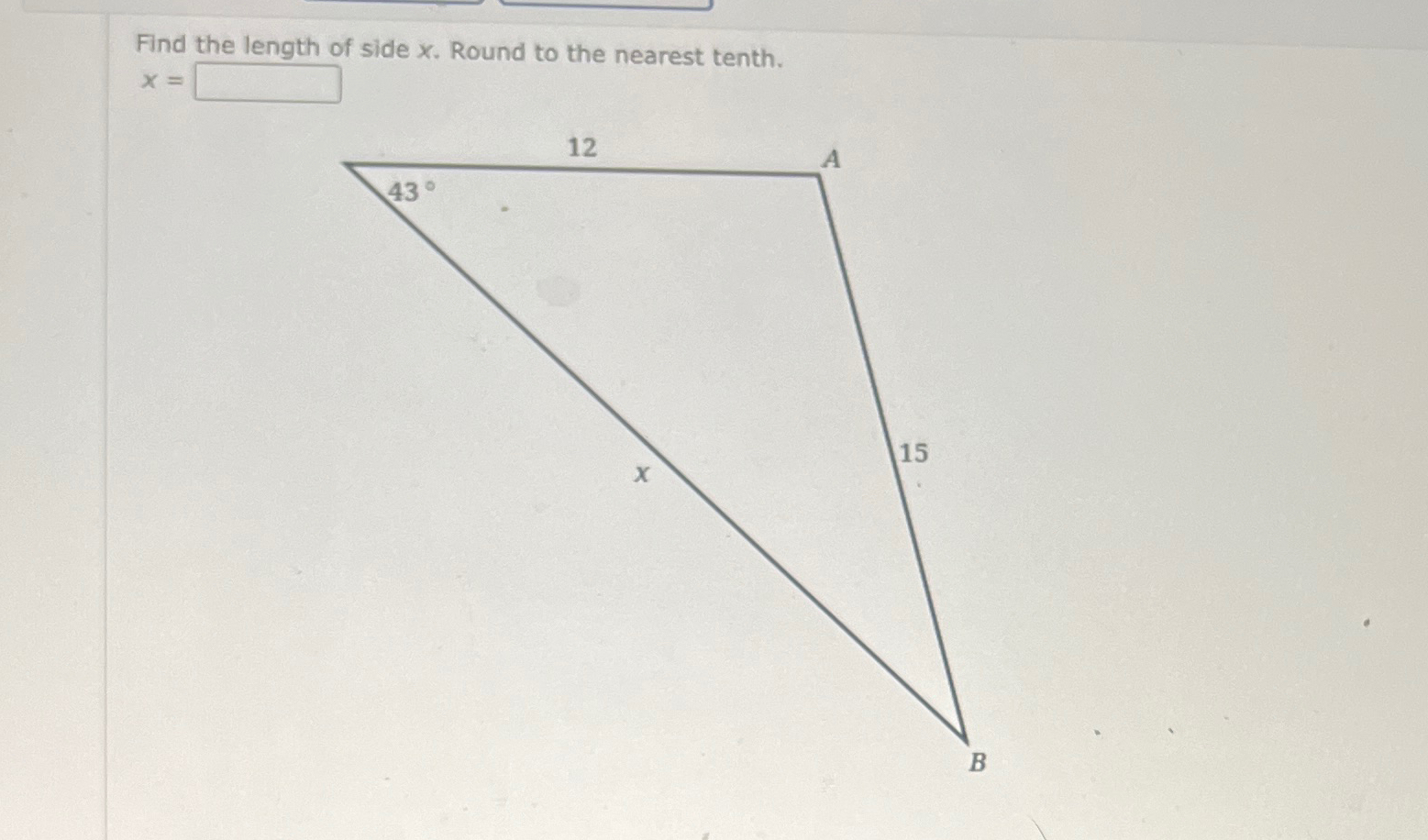 Solved Find the length of side x. ﻿Round to the nearest | Chegg.com
