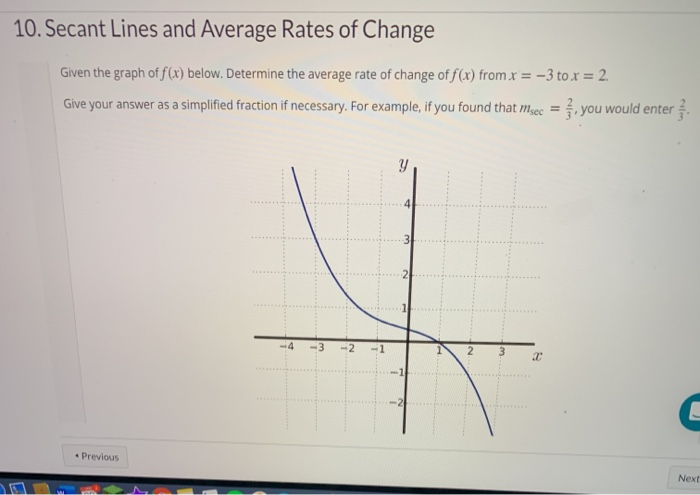 Solved 10. Secant Lines and Average Rates of Change Given | Chegg.com