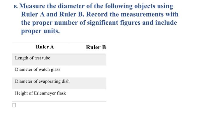 Solved в. Measure the diameter of the following objects | Chegg.com