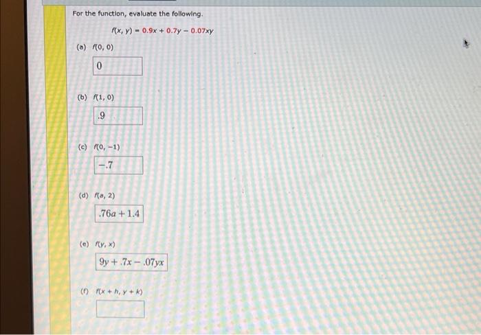 Solved For the function, evaluate the following. | Chegg.com