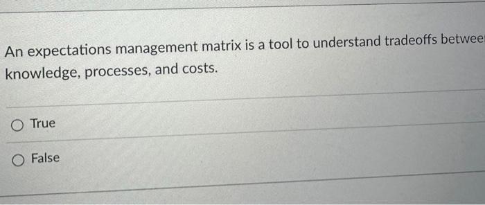 Solved An expectations management matrix is a tool to | Chegg.com