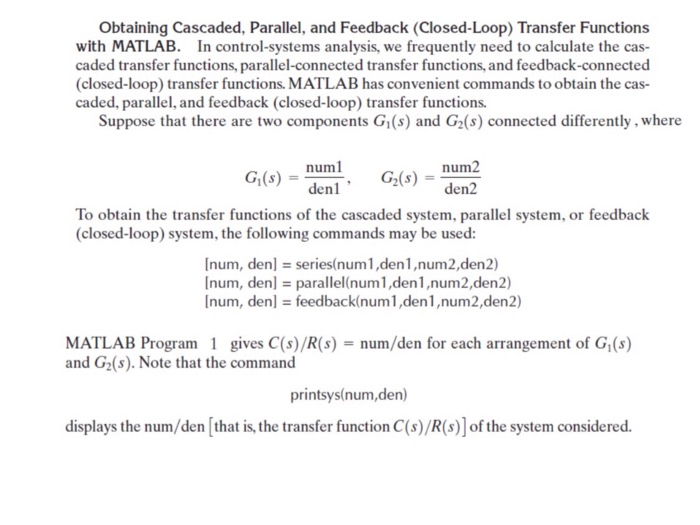 Solved Obtaining Cascaded, Parallel, and Feedback | Chegg.com