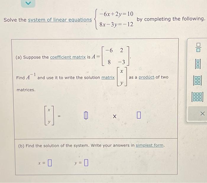 Solved olve the system of linear equations | Chegg.com