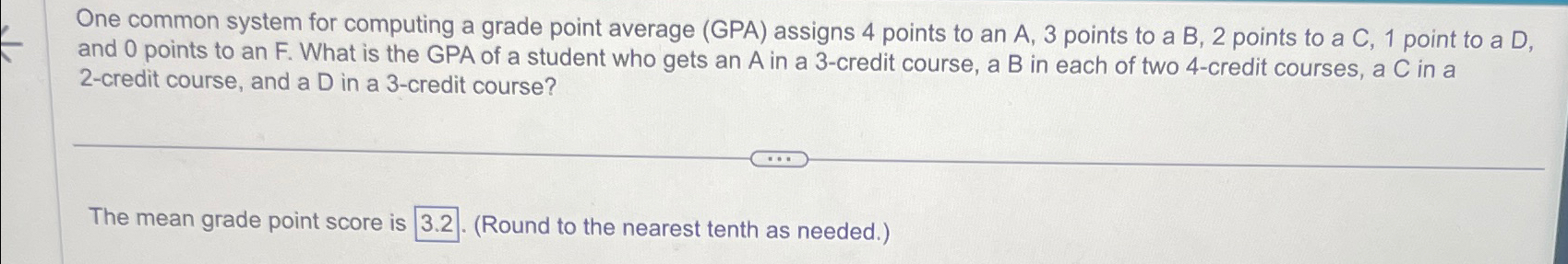 Solved One common system for computing a grade point average | Chegg.com