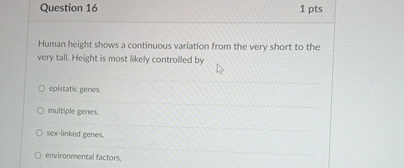 Solved Question 161ptsHuman height shows a continuous | Chegg.com