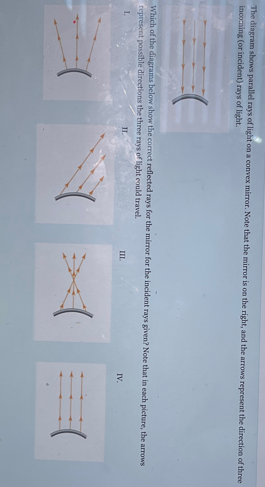 Solved The diagram shows parallel rays of light on a convex | Chegg.com