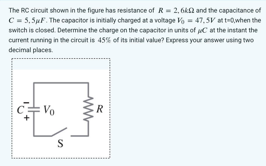Solved The RC circuit shown in the figure has resistance of | Chegg.com