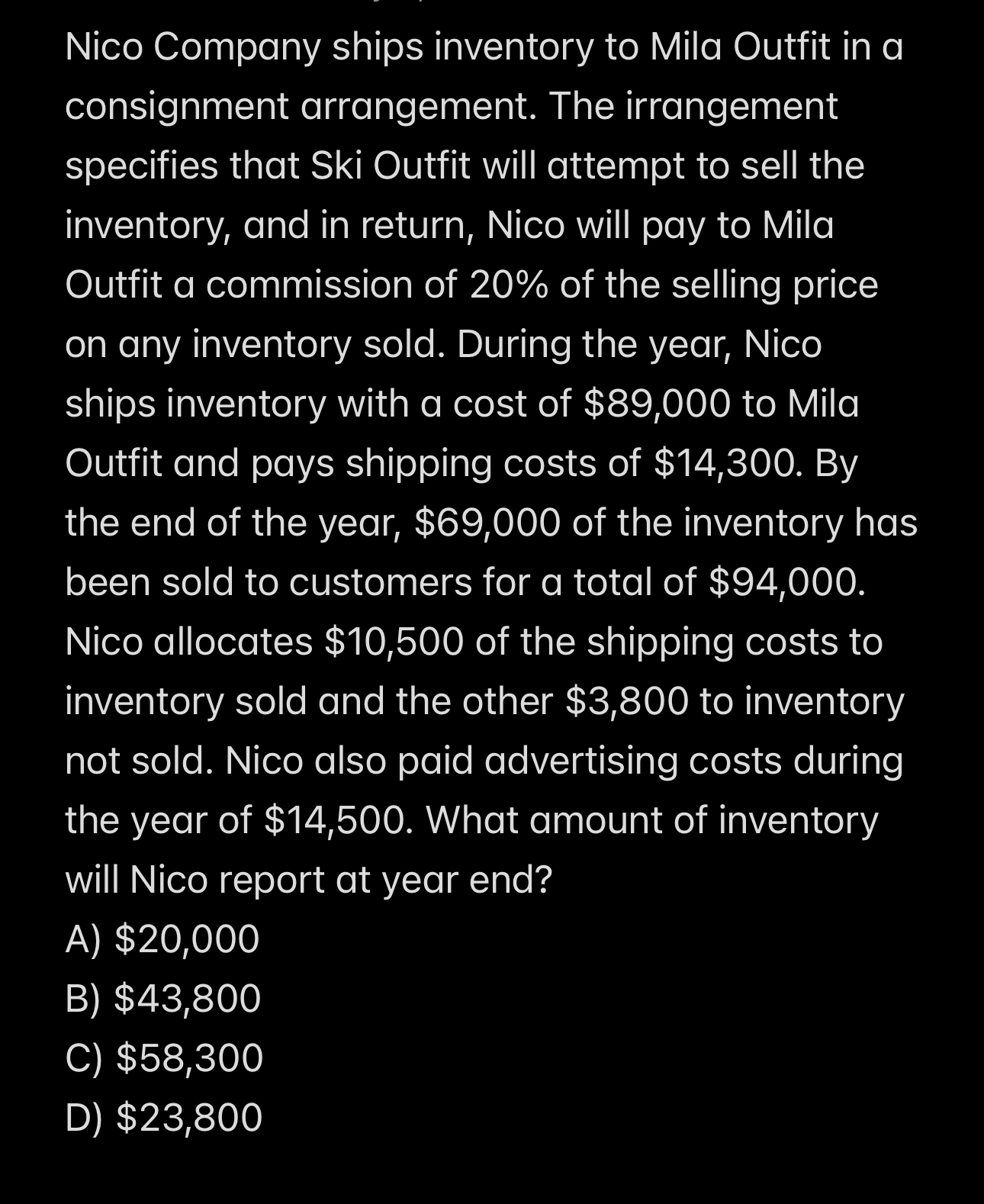 Solved Nico Company ships inventory to Mila Outfit in a | Chegg.com