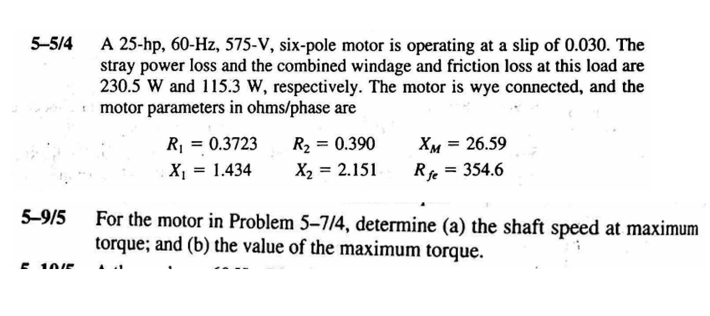 Solved for the motor in prob 5-5/4 ﻿determine shaft speed at | Chegg.com