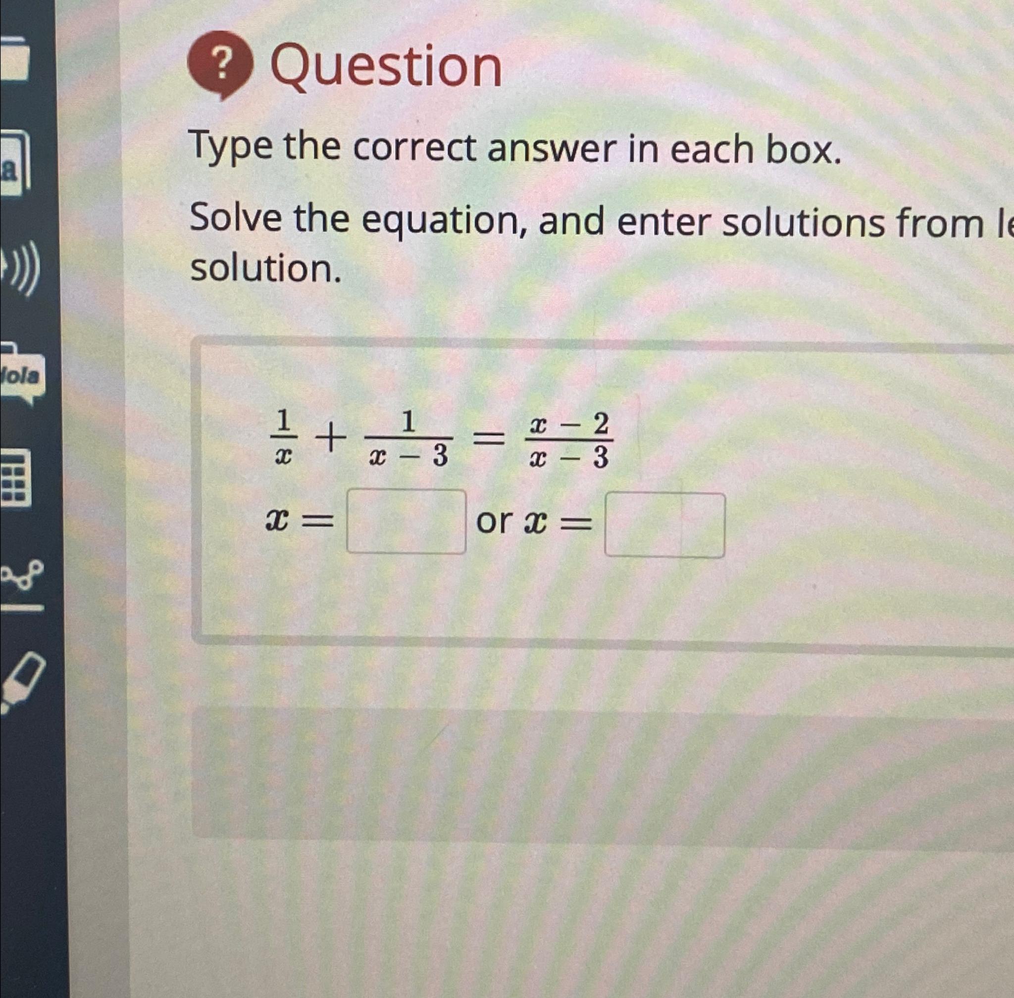 Solved ? ﻿QuestionType the correct answer in each box.Solve | Chegg.com
