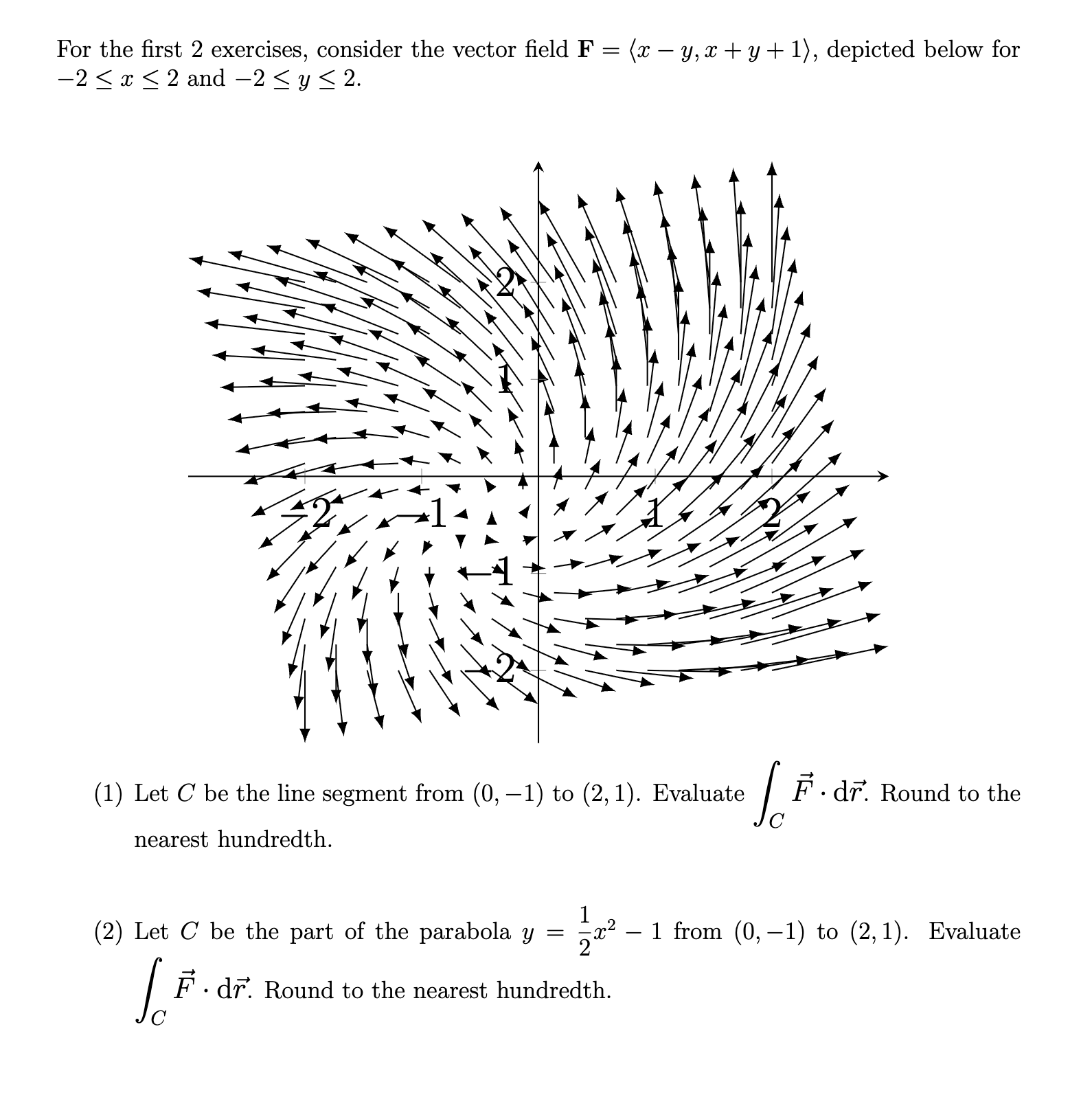 Solved For the first 2 ﻿exercises, consider the vector field | Chegg.com