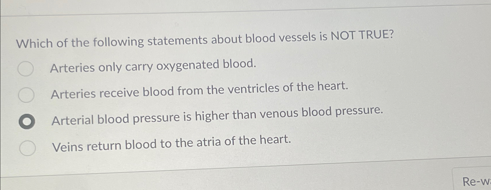 Solved Which of the following statements about blood vessels | Chegg.com